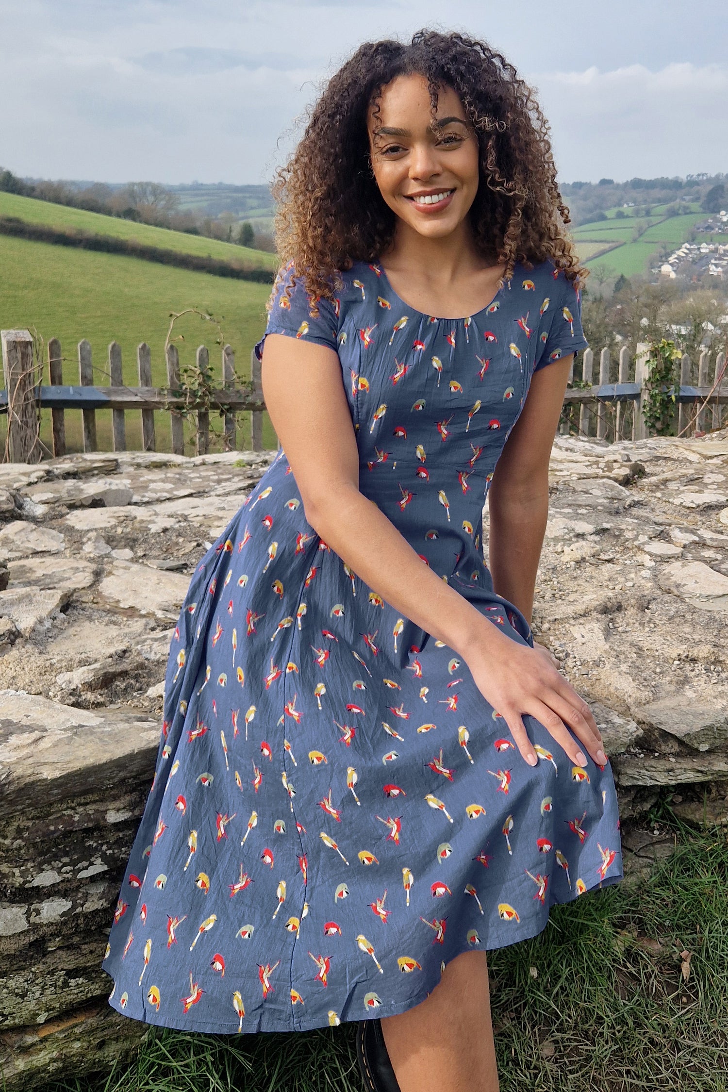 Hummingbird BCI Cotton Fit and Flare Dress